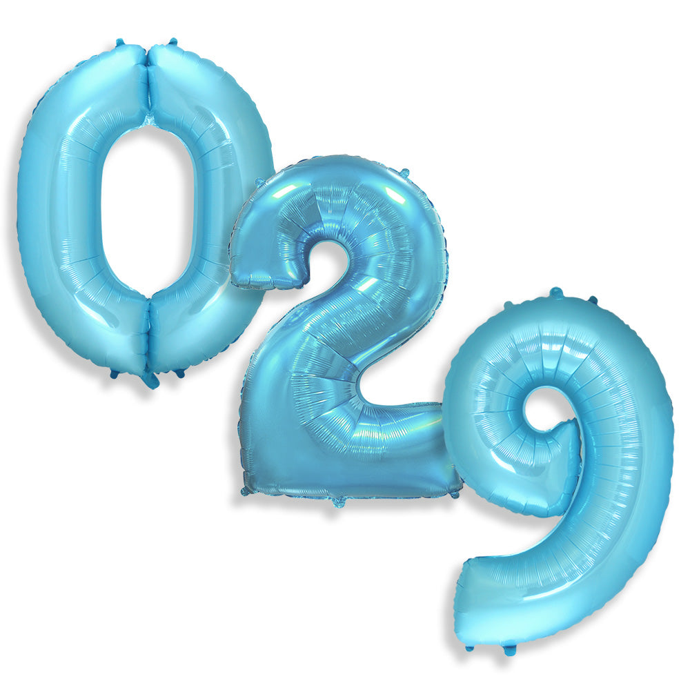 32" (40" Uninflated) Flexmetal Brand Pastel Blue Number Balloons ...