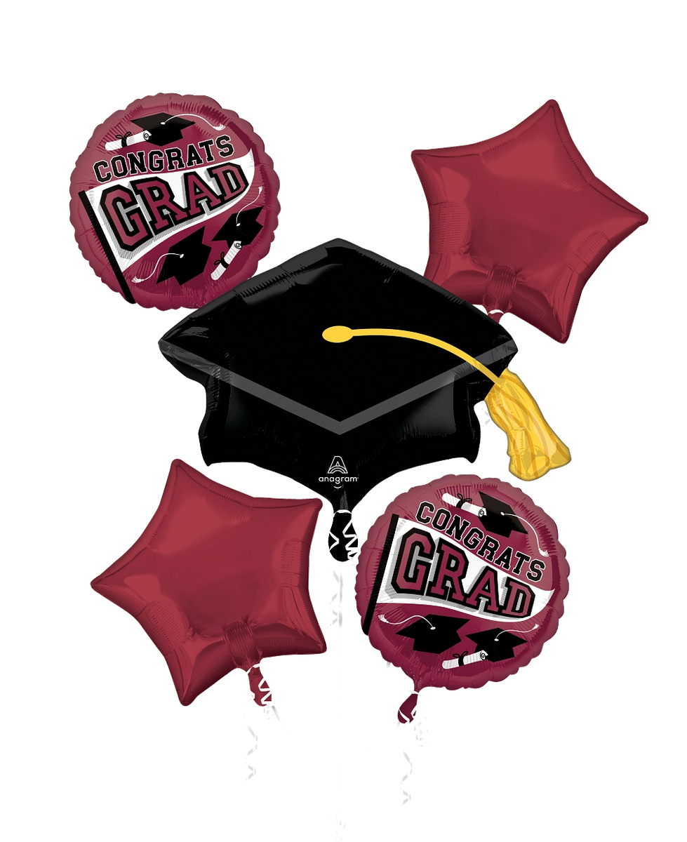 Bouquet Graduation School Colors Be True to Your School - Berry Foil B – Bargain Balloons Canada