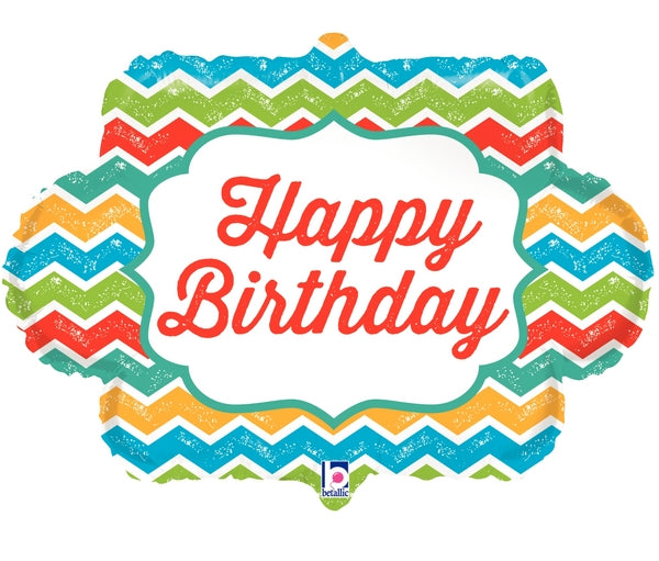 27" Foil Shape Balloon Packaged Chevron Birthday – Bargain Balloons Canada