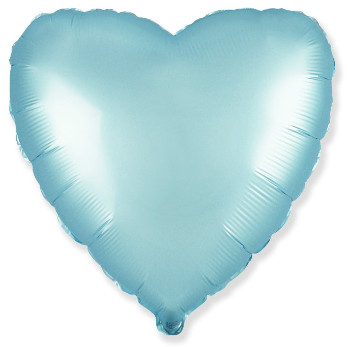 18" Satin Pastel Blue Heart Foil Balloon - Flexmetal– Bargain Balloons ...