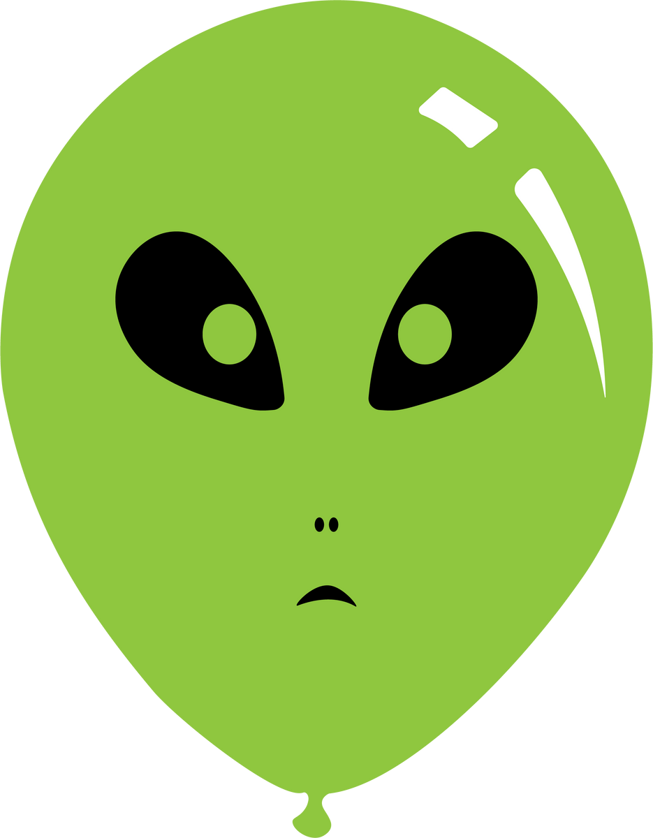 5" Alien Printed Single Sided Latex Balloon (50 Per Bag) Decomex Lime ...