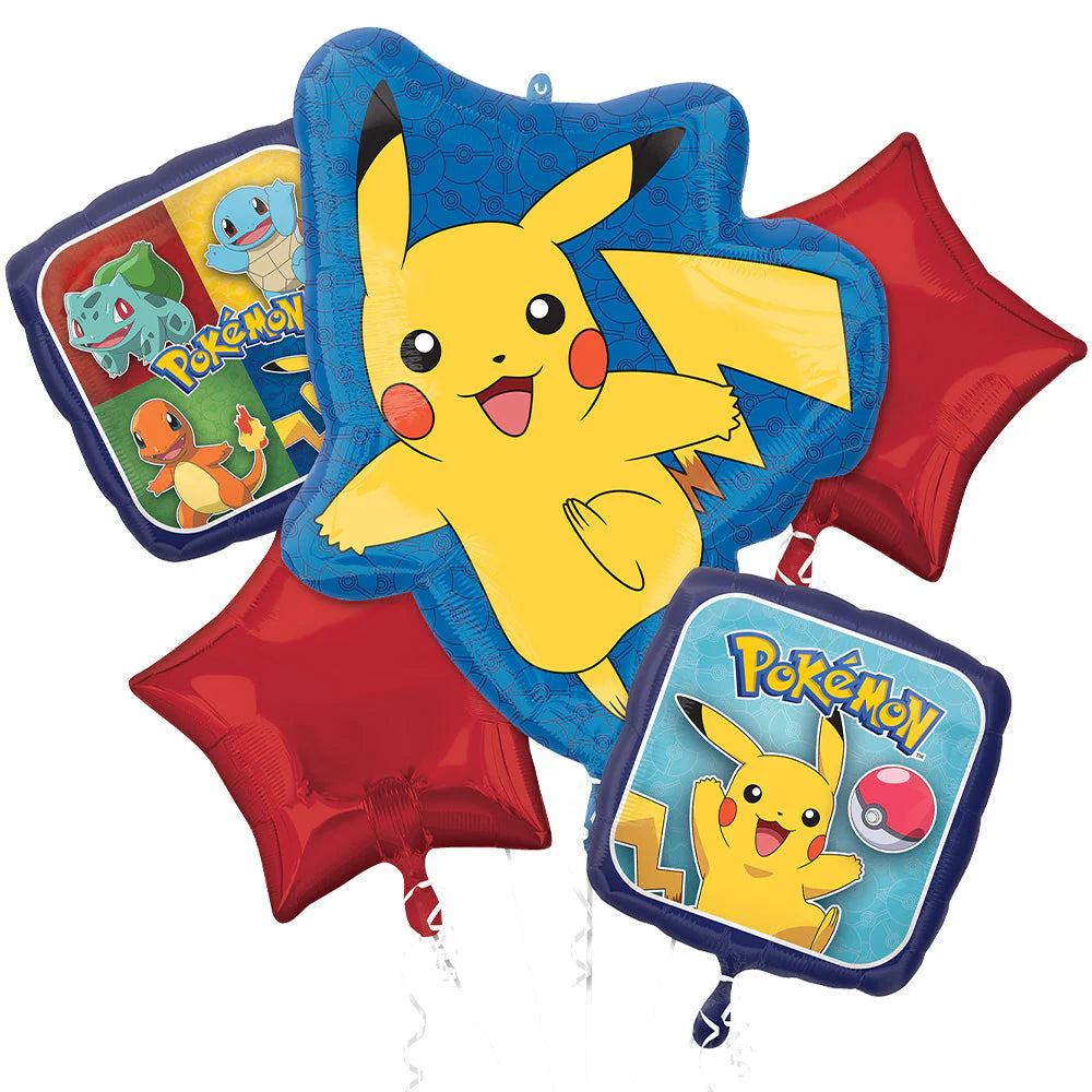 Bouquet Pokemon Foil Balloon Set - Pikachu, Bulbasaur, Charmander ...