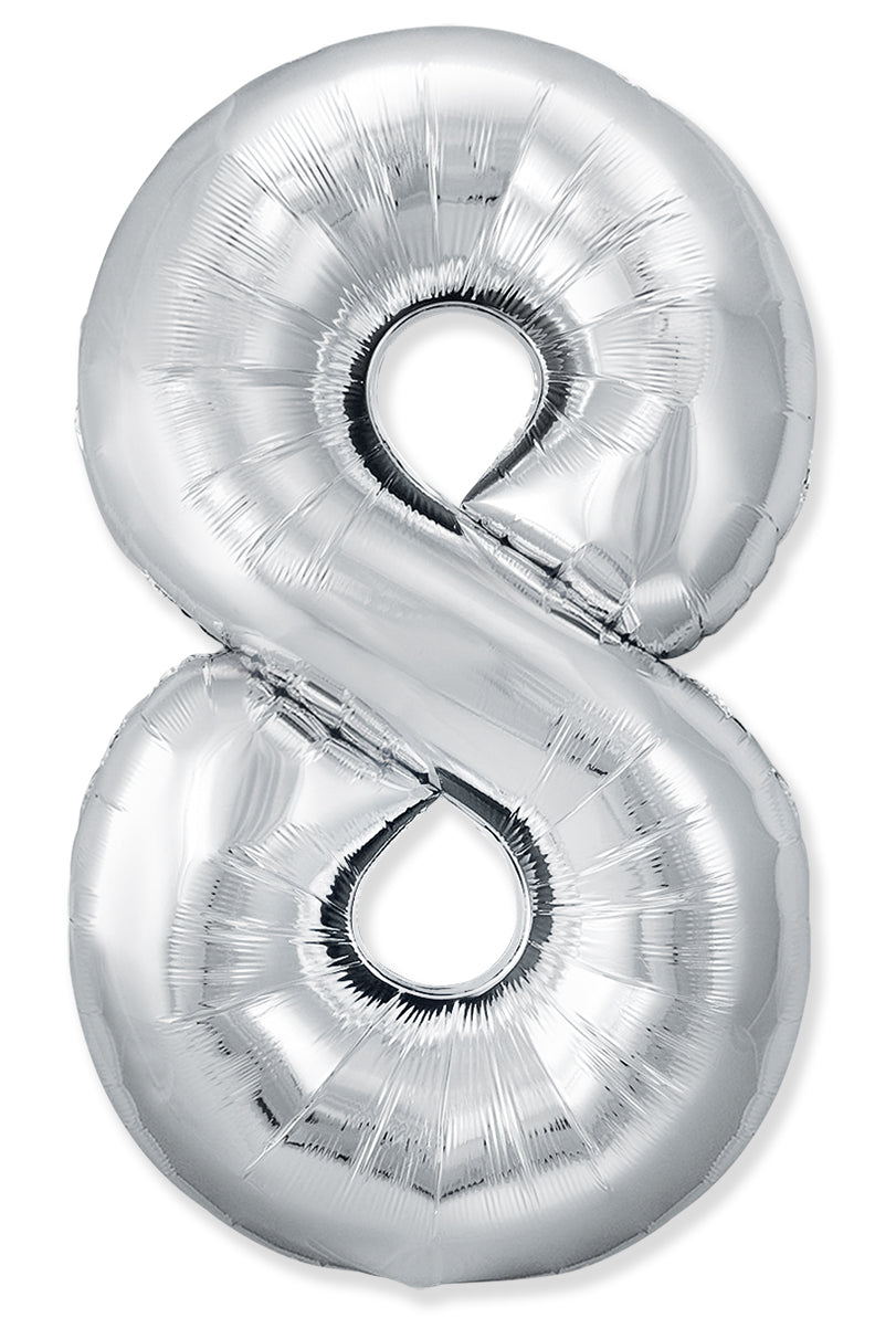 32" Number 8 Slimmer Design Silver Brand Flexmetal – Bargain Balloons ...