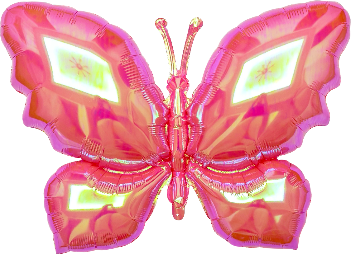 26" Airfill Only Iridescent Pink Butterfly Balloon – Bargain Balloons ...
