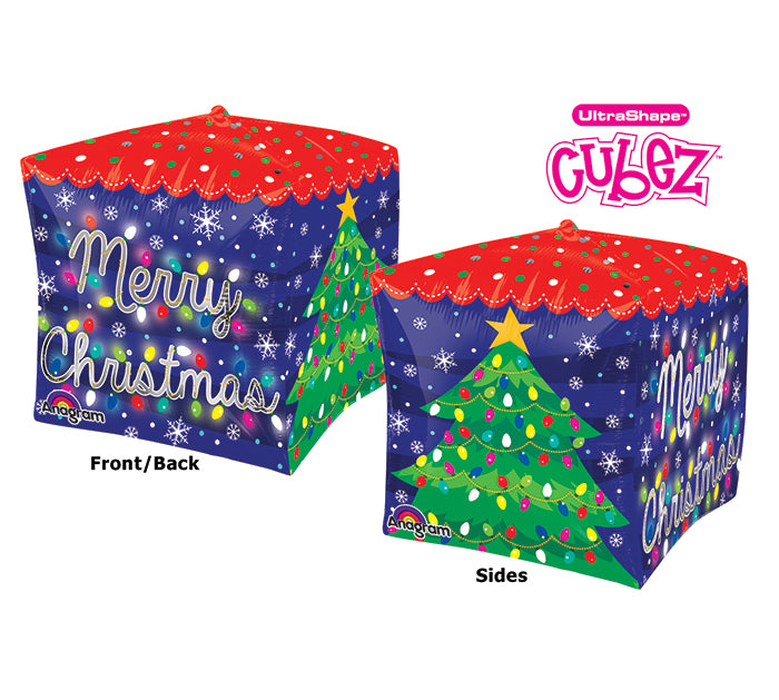 15" Cubez Merry Christmas Lights Balloon Packaged – Bargain Balloons Canada