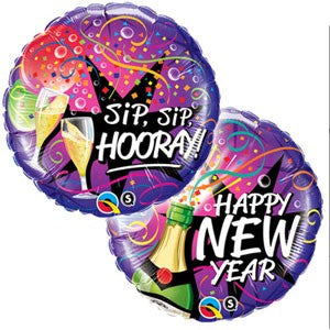 18" Nouvel An-Sip, Sip Hourra Ballon – Bargain Balloons Canada