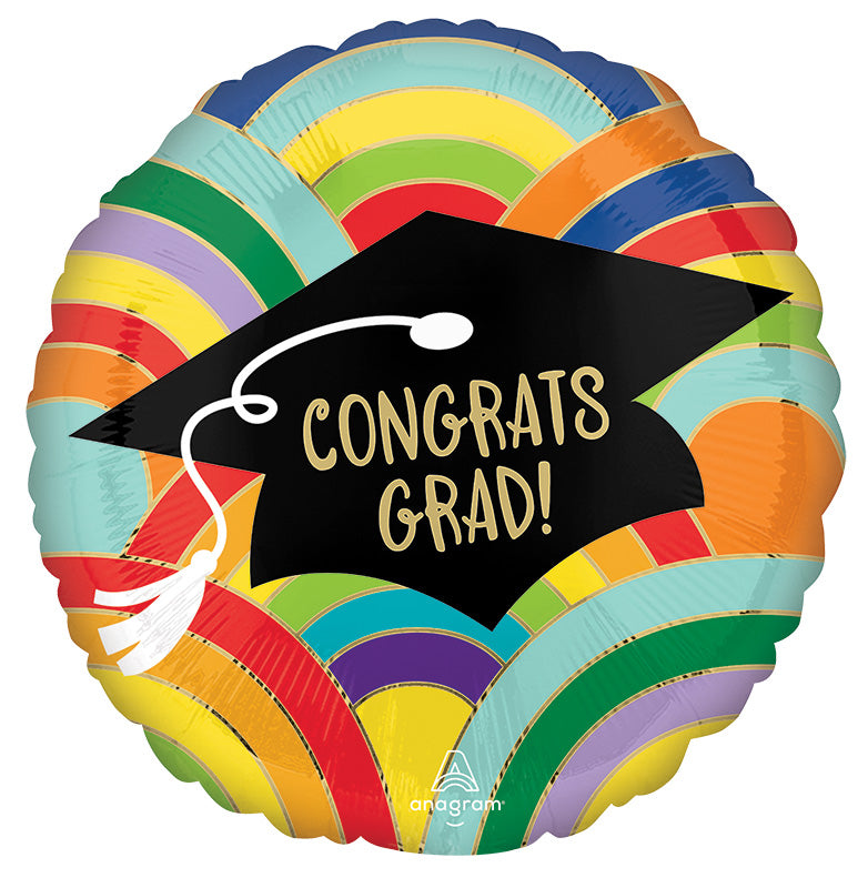 18" Grad Rainbows All Around Foil Balloon – Bargain Balloons Canada