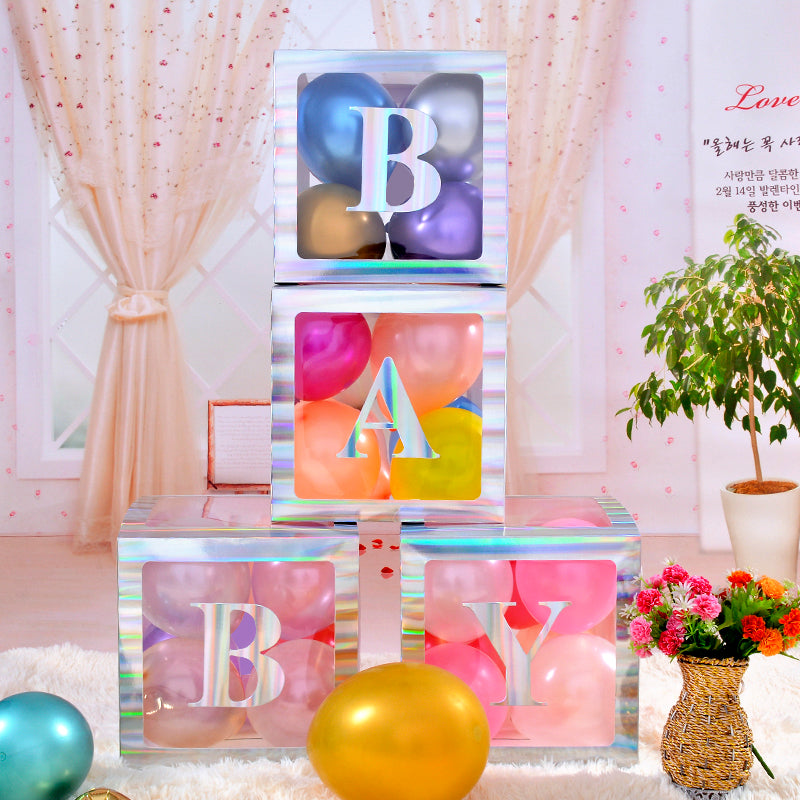 12" Holo Silver Stuffing Balloon Box (4 pcs) Use with/without sticker ...