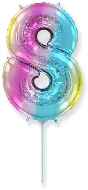 14" Airfill Only Flexmetal Foil Balloon Number "8" Color Gradient ...