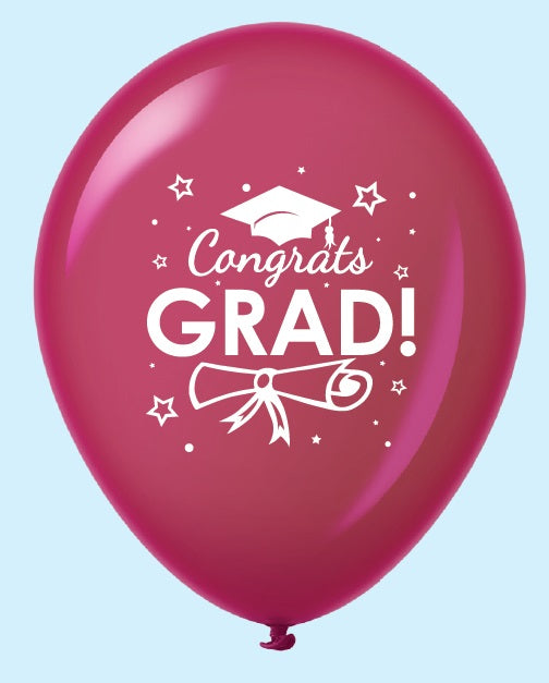 11" Congrats Grad Latex Balloons (25 Count) Burgundy – Bargain Balloons ...