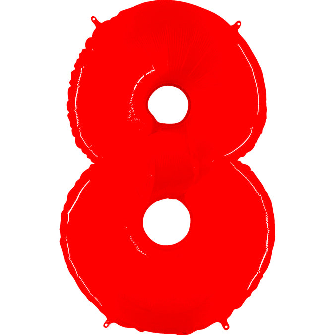40" (34" Inflated) Foil Shape Balloon Number 8 Fluorescence Red ...
