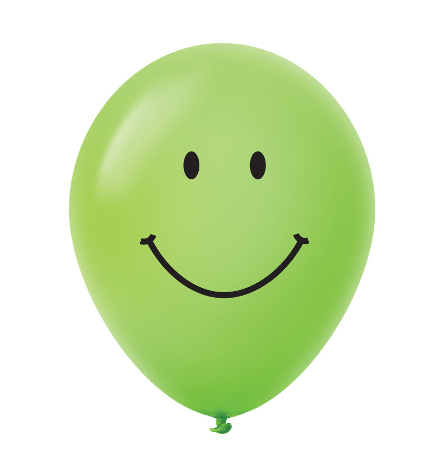 11" Smiley Face Latex Balloons (25 Count) Lime Green – Bargain Balloons ...